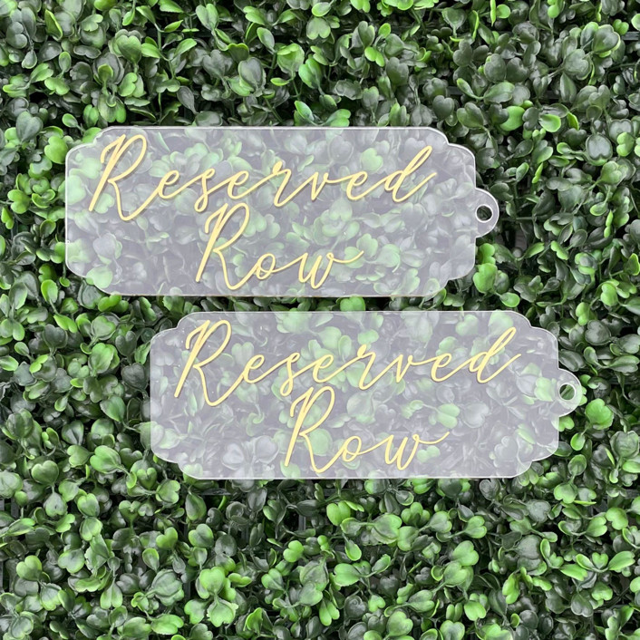 Reserved Row SET of TWO Signs | Acrylic With Gold Font Aisle and Chair ...