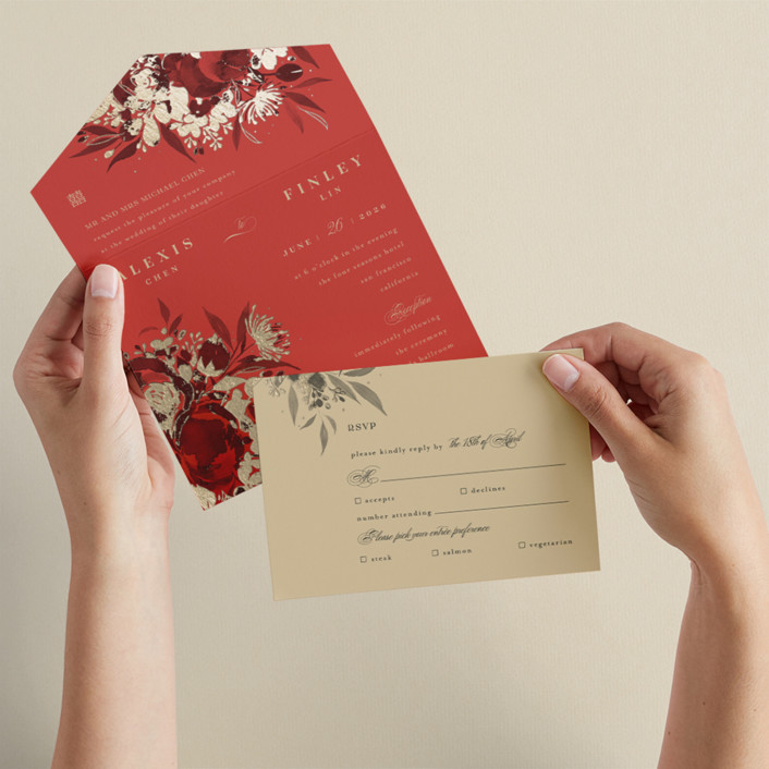 Happiness All-in-One Foil-Pressed Wedding Invitations by Shannon Chen ...