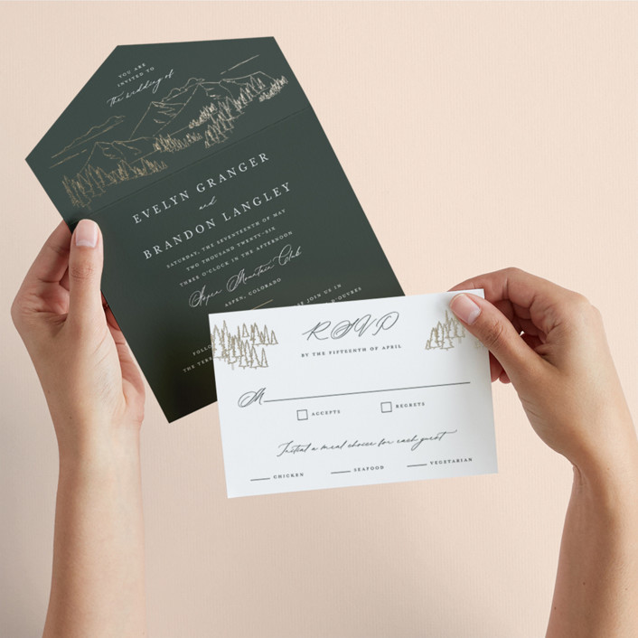 Peaks All-in-One Foil-Pressed Wedding Invitations by Sarah Brown | Minted