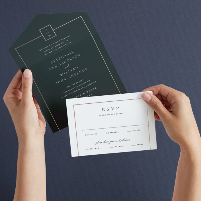 Elegant Station All-in-One Foil-Pressed Wedding Invitations by Stacey ...
