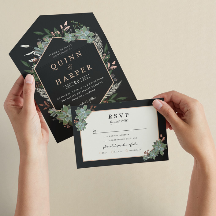 Succulent Surround All-in-One Foil-Pressed Wedding Invitations by Susan ...