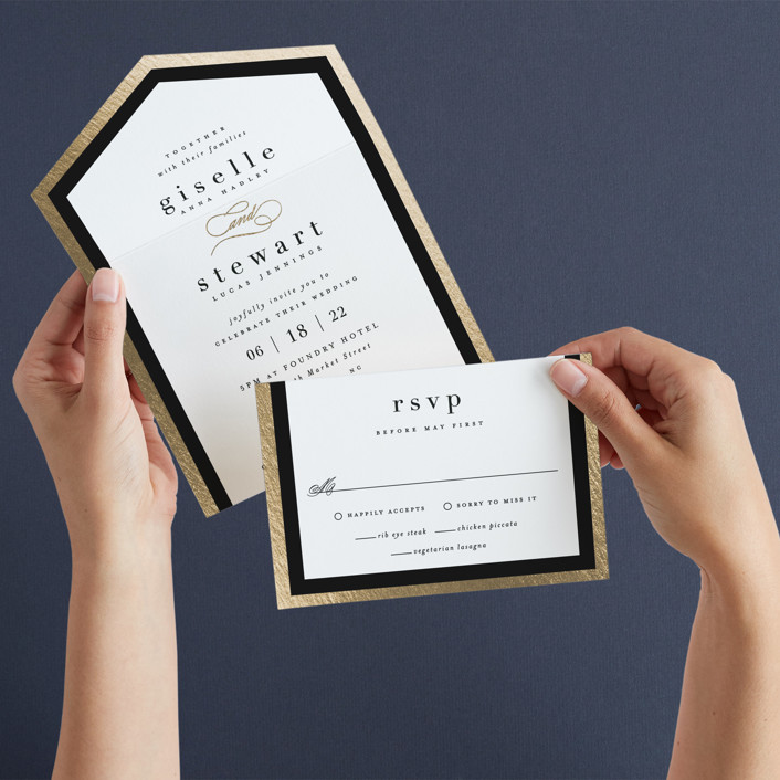 Handsome Border All-in-One Foil-Pressed Wedding Invitations by Hooray ...