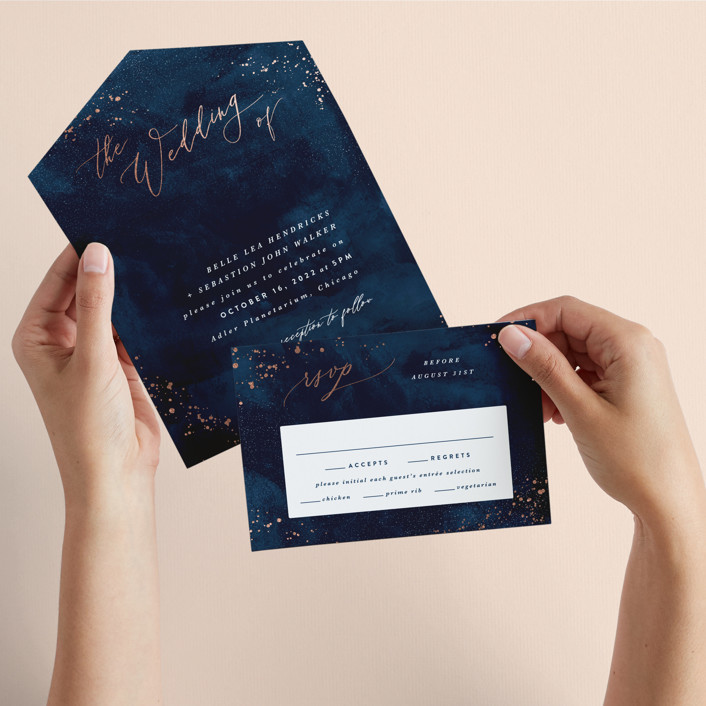 Cosmos All-in-One Foil-Pressed Wedding Invitations by Hooray Creative ...