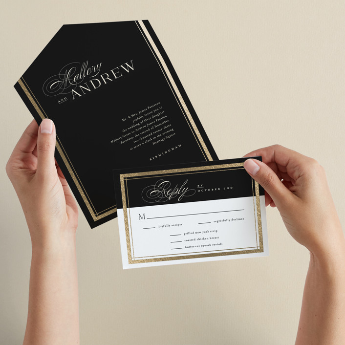 Formal All-in-One Foil-Pressed Wedding Invitations by Jessica Williams ...