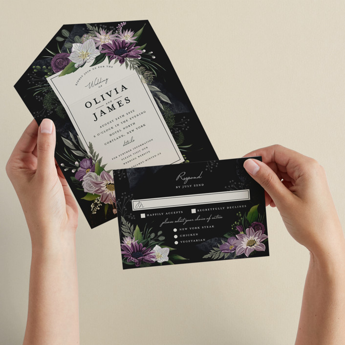 Midnight Botanicals All-in-One Wedding Invitations by Susan Moyal | Minted