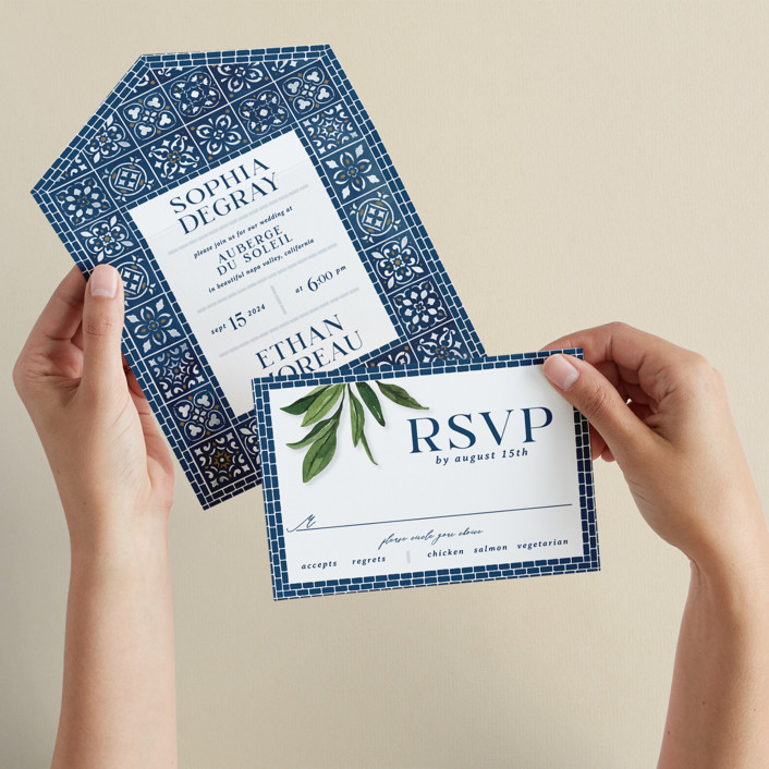 Mediterranean Tiles All-in-One Wedding Invitations by GeekInk Design ...