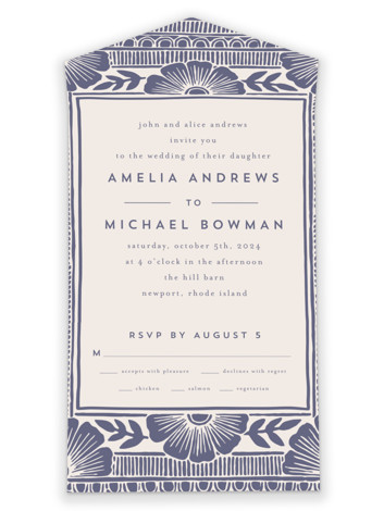 Block Print Frame All-in-One Wedding Invitations by Katharine Watson ...