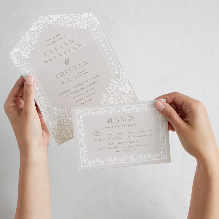 Lace Trim All-in-One Wedding Invitations by Kristen Smith | Minted