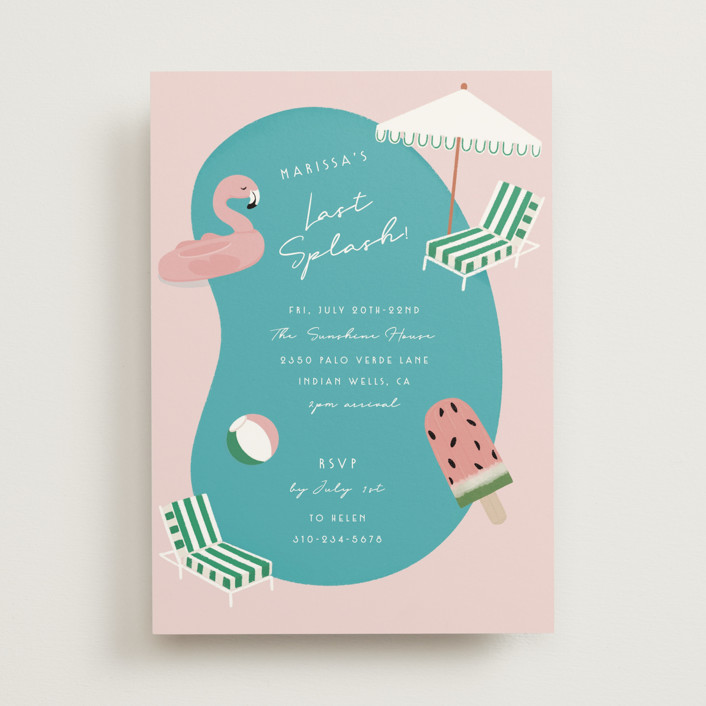 Last Splash Pool Party Bachelorette Party Invitations by Becky Nimoy ...