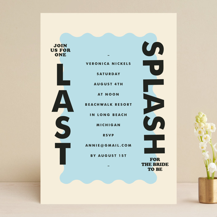 One Last Splash Bachelorette Party Invitations by Baumbirdy | Minted