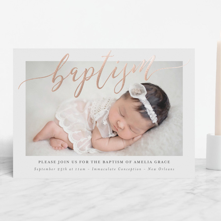 Elegant Overlay Foil-Pressed Baptism and Christening Invitations by ...