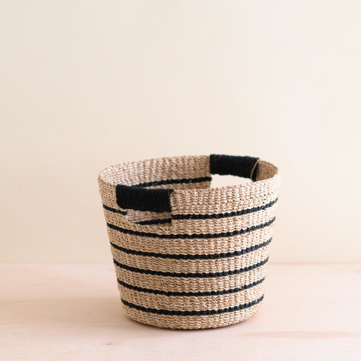 Black Stripes Tapered Basket Decorative Baskets by LIKHA | Minted