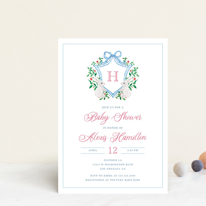 bunny crest Baby Shower Postcards by Cass Loh | Minted