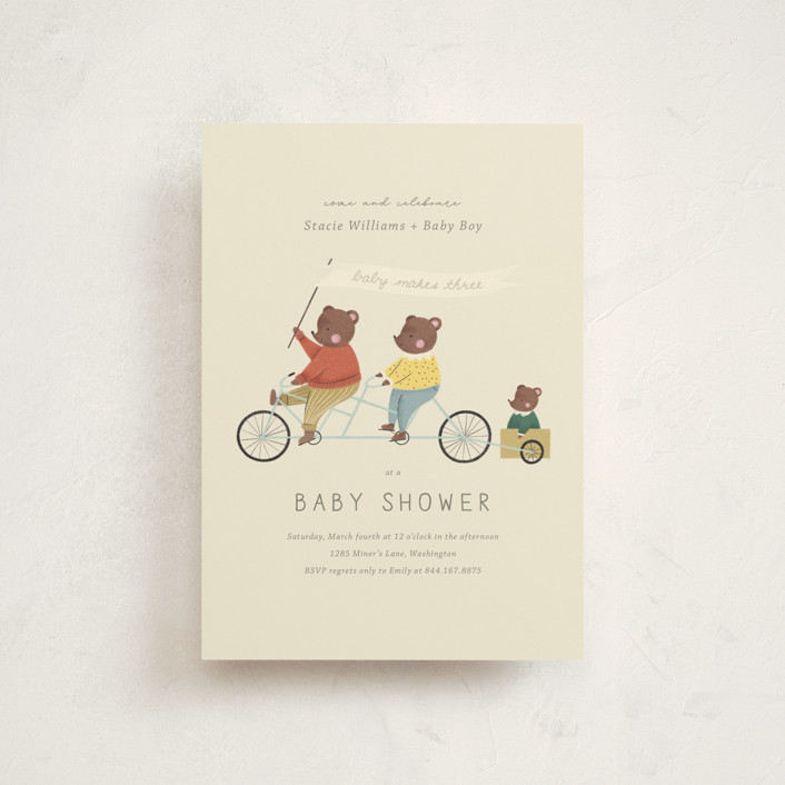 Baby Makes Three Baby Shower Postcards by Kiersten Garner | Minted