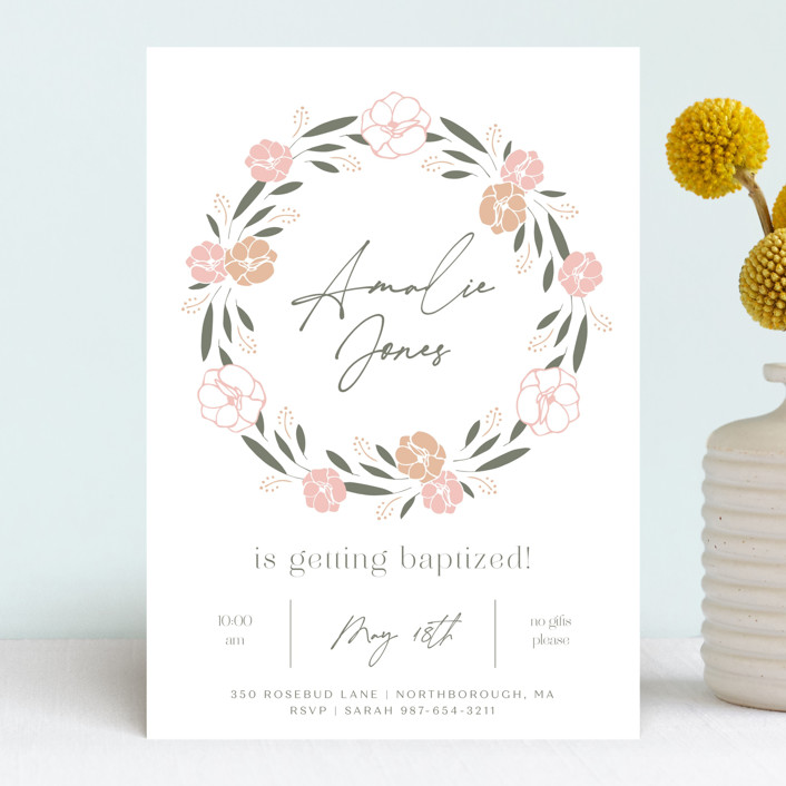 Floral Frame Baptism and Christening Invitations by Brittany ...