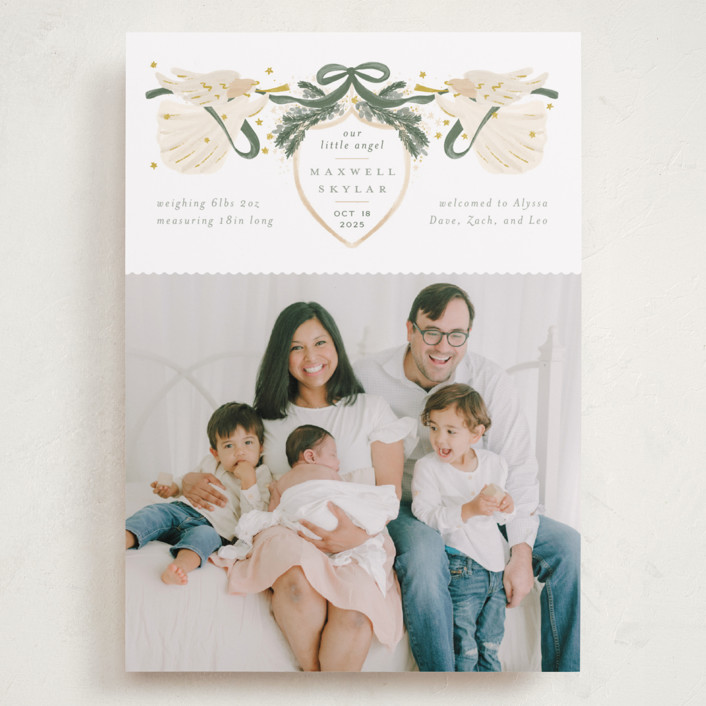 Our Angel Grand Holiday Birth Announcements by Jenna Holcomb | Minted