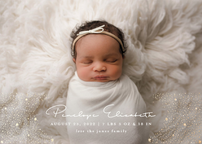 Glitter Stardust Foil-Pressed Birth Announcements by Joanna Griffin ...