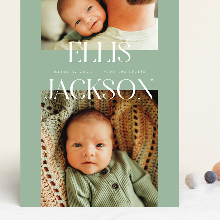 Double Time Grand Birth Announcements by Pixel and Hank | Minted