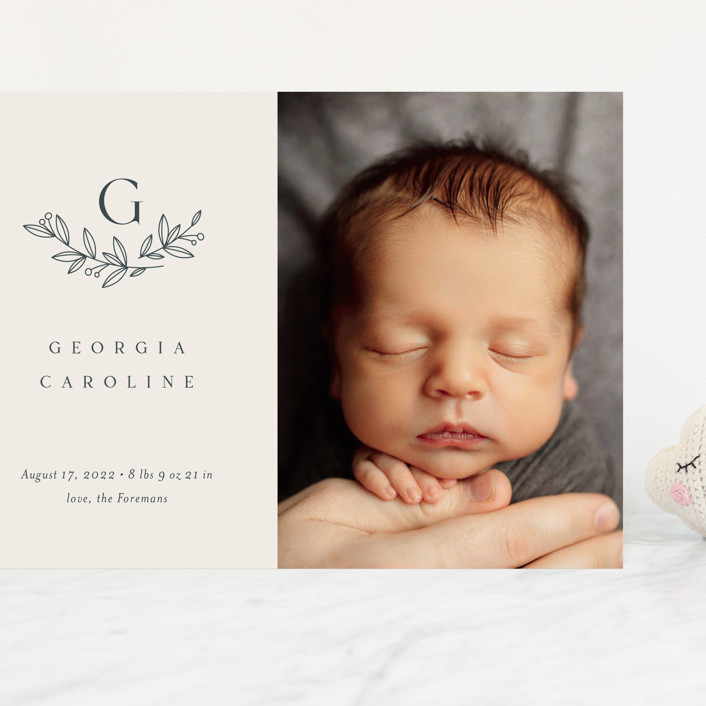 Laurel Crest Grand Birth Announcements by Jessica Williams | Minted
