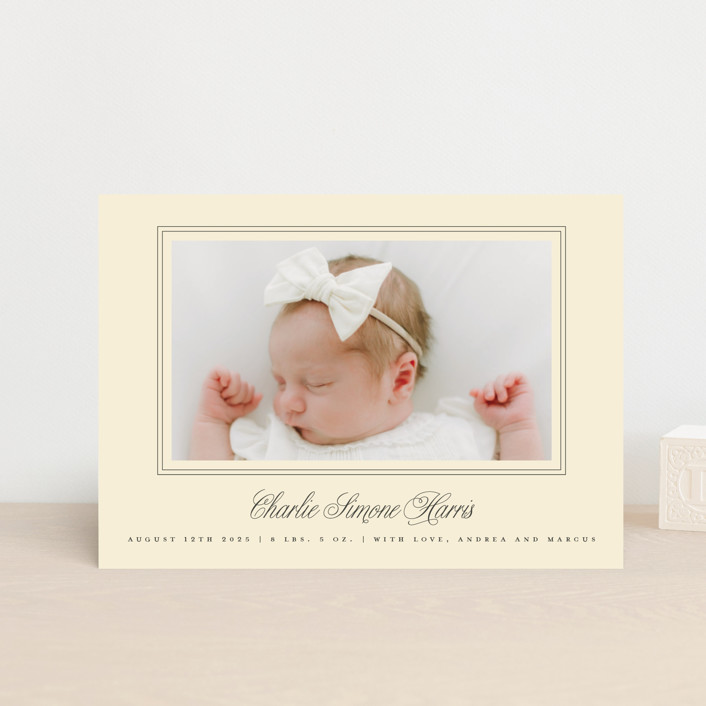 Classical Border Birth Announcement Postcards by mo kelley | Minted