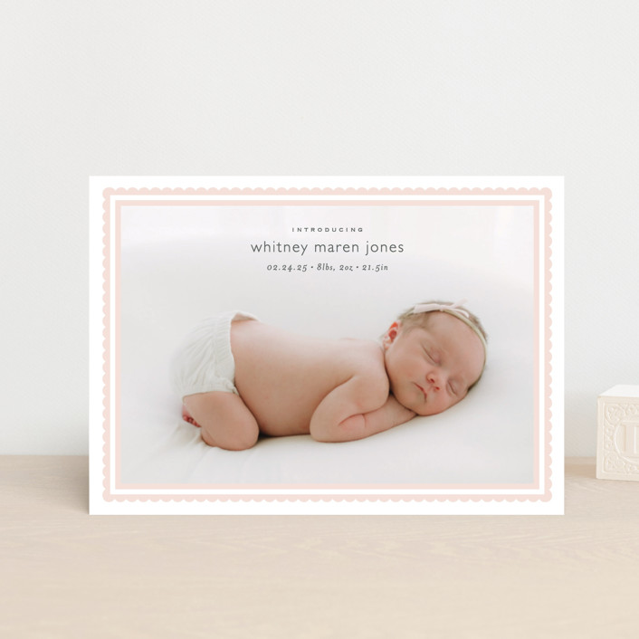 Scalloped Border Birth Announcement Postcards by Carolyn MacLaren | Minted