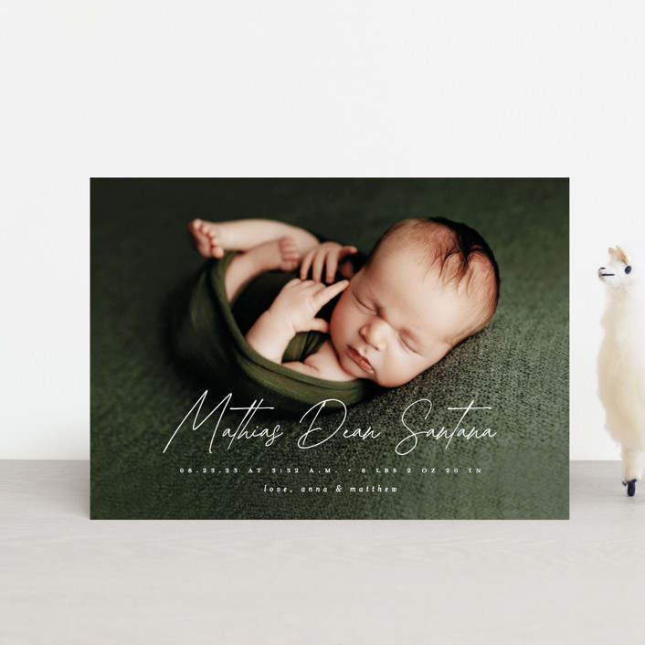 Simplest Script Birth Announcement Postcards by Erica Krystek | Minted