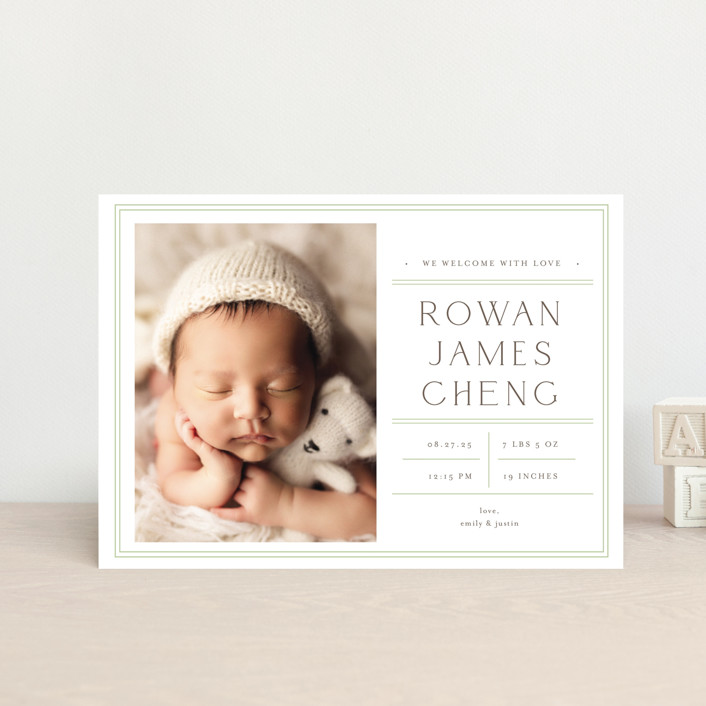 Birth Stats Label Birth Announcement Postcards by Shirley Lin Schneider ...