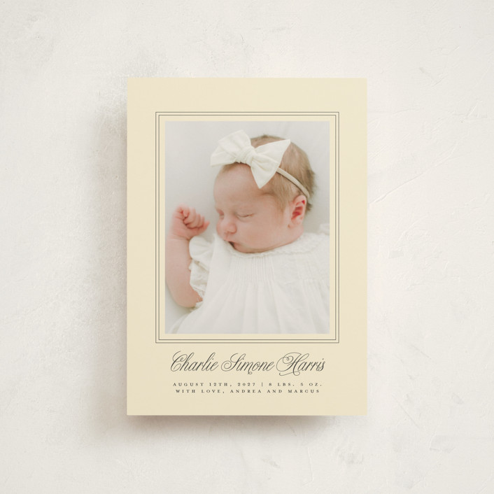 Classical Border Birth Announcement Postcards by mo kelley | Minted