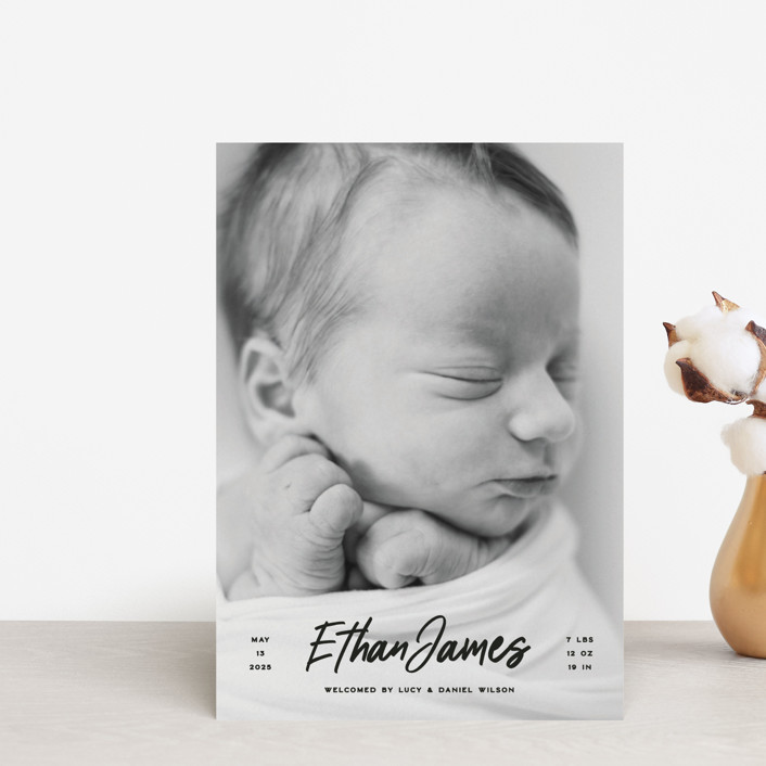 Just The Facts Birth Announcement Postcards by Owl and Toad | Minted