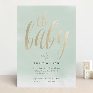 scripted oh baby Foil-Pressed Baby Shower Invitati... | Minted