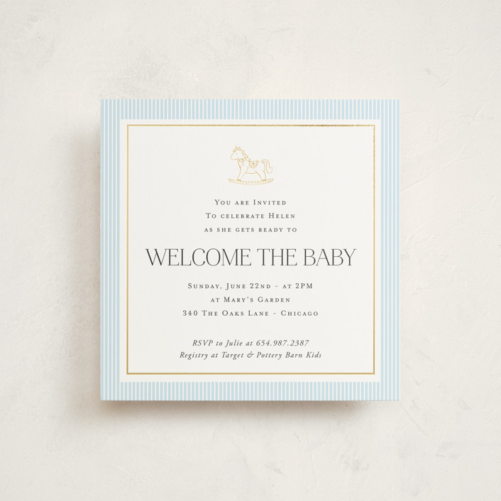 Sweet Stripes Foil-Pressed Baby Shower Invitations by Lucrecia Caporale ...