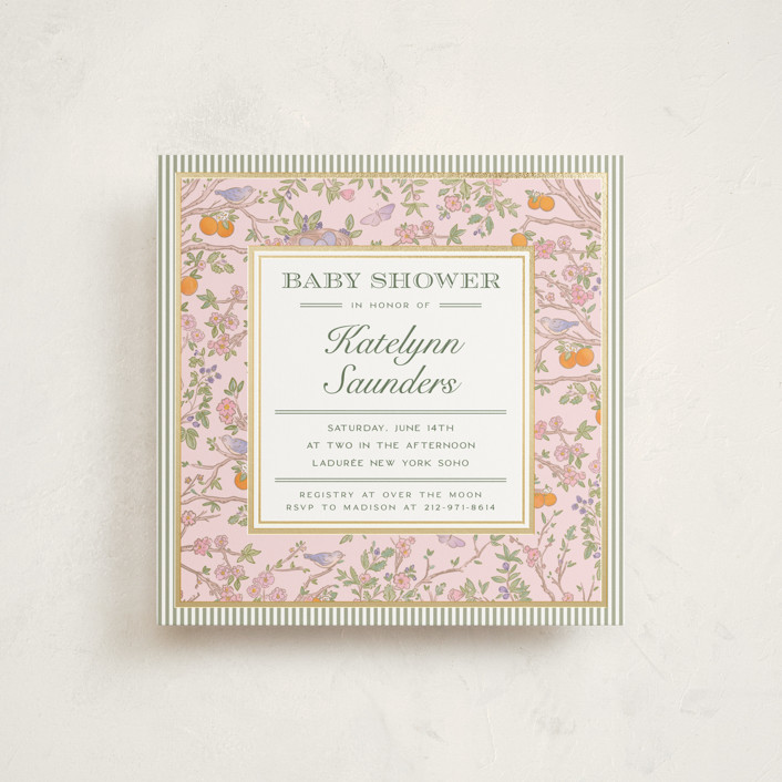 Bird and Bough Foil-Pressed Baby Shower Invitations by Jenna Holcomb ...