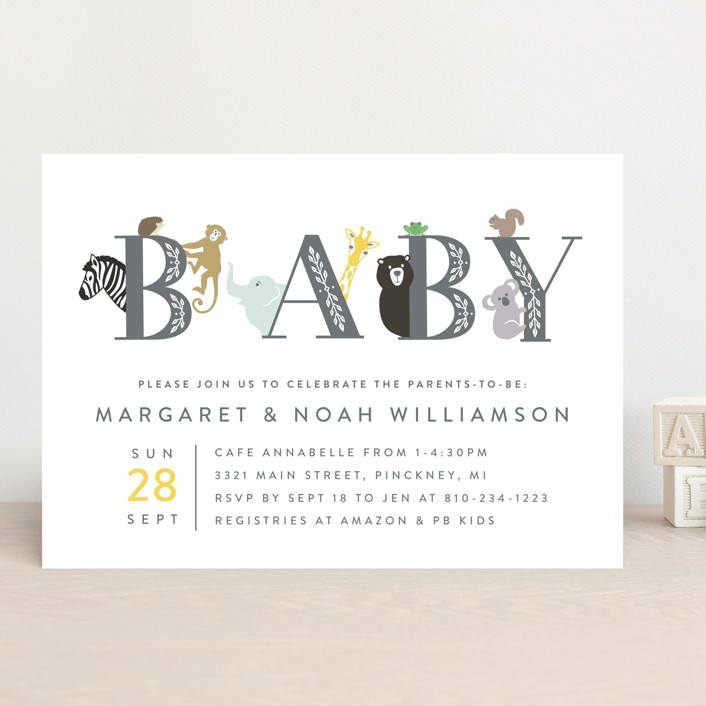 Animal Baby Baby Shower Invitations by Lisa Assenmacher | Minted