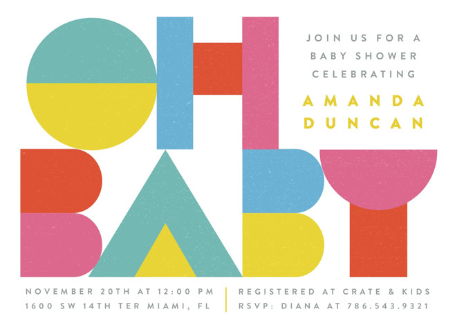 Baby Color Block Baby Shower Invitations by Maria Alou | Minted