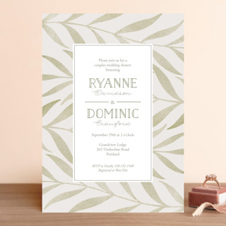 Chevron Greenery Bridal Shower Invitations by Lore... | Minted