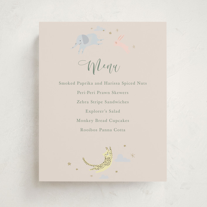 Little Wild One Baby Shower Menu Signs by Hannah Williams | Minted