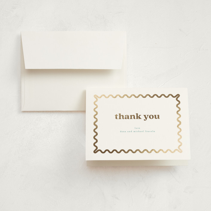 Glimmering ric-rac Foil-Pressed Birth Announcement Thank You Cards by ...