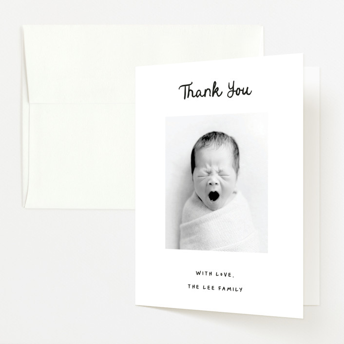 Cursive Birth Announcement Thank You Cards by AK Graphics | Minted