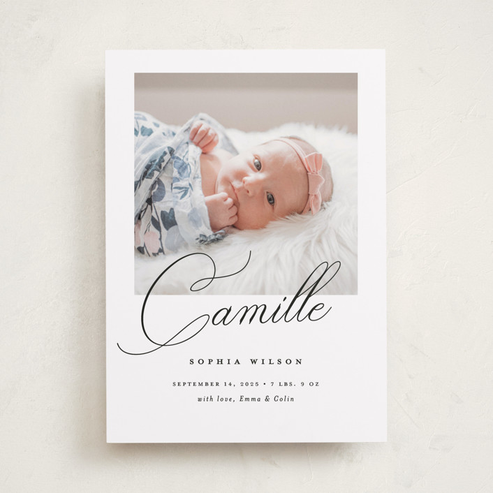 the script Birth Announcements by Benita Crandall | Minted