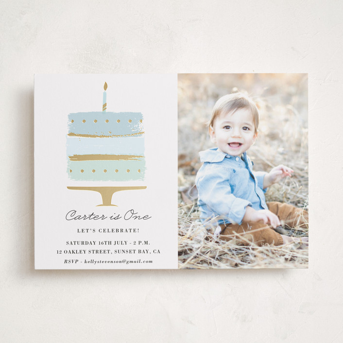 Brushed Cake Foil-Pressed Children's Birthday Party Invitations by Oma ...