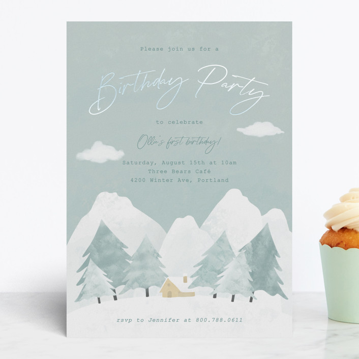 Calm Winter Foil-Pressed Children's Birthday Party Invitations by ...