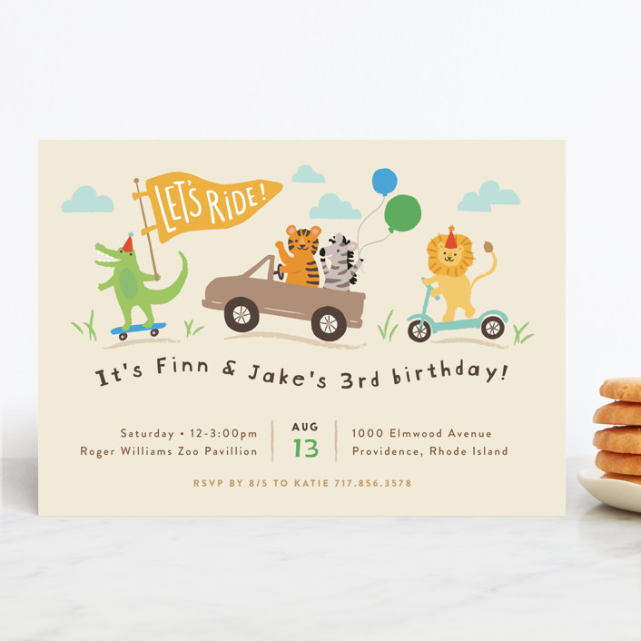 Let's Ride Children's Birthday Party Invitations by Jennifer Wick | Minted