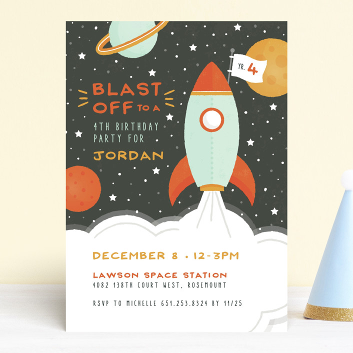 Blast Off Children's Birthday Party Invitations by Michelle Taylor | Minted