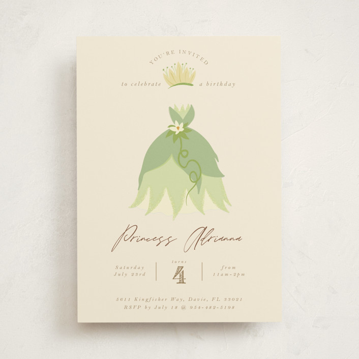 Disney Princess Tiana's Dress Children's Birthday Party Invitations by ...