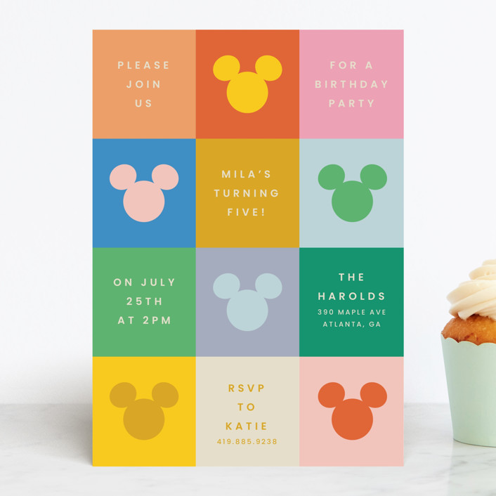 Vibrant Disney Mickey Children's Birthday Party Invitations by Ellen ...
