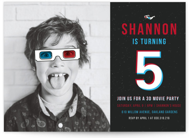 Anaglyph 3D Children's Birthday Party Invitations by Felix Grapes | Minted