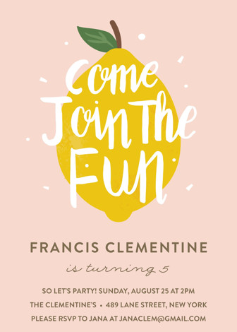 Lemonade Fun Children's Birthday Party Invitations by Joanne James | Minted