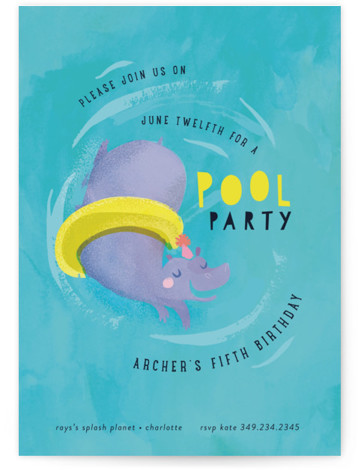 Animal Pool Party Children's Birthday Party Invitations by Lori Wemple ...
