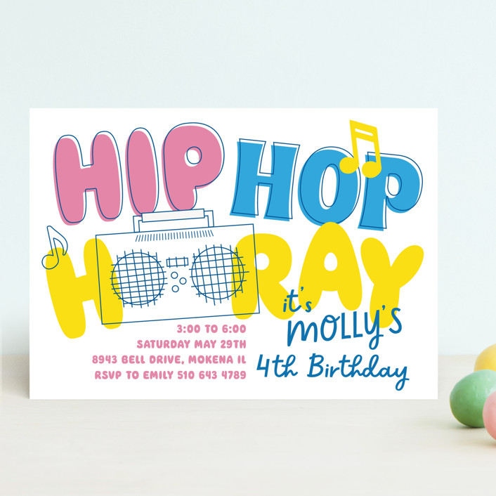 Hip Hop Hooray Children's Birthday Party Invitations by Baumbirdy | Minted