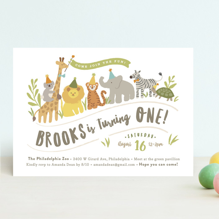 Animals on parade Children's Birthday Party Invitations by Jennifer ...